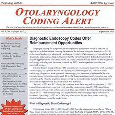 Otolaryngology Coding Alert Magazine Subscription United States